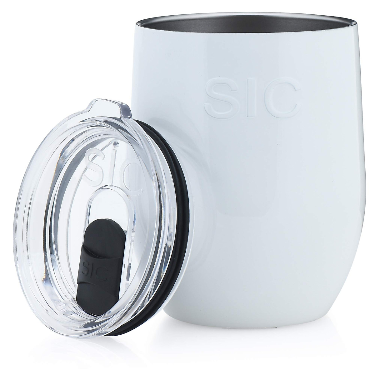 Seriously Ice Cold SIC 16oz Insulated Stemless Wine Tumbler Mug, Premium Double Wall Stainless Steel, Leak Proof BPA Free Lid