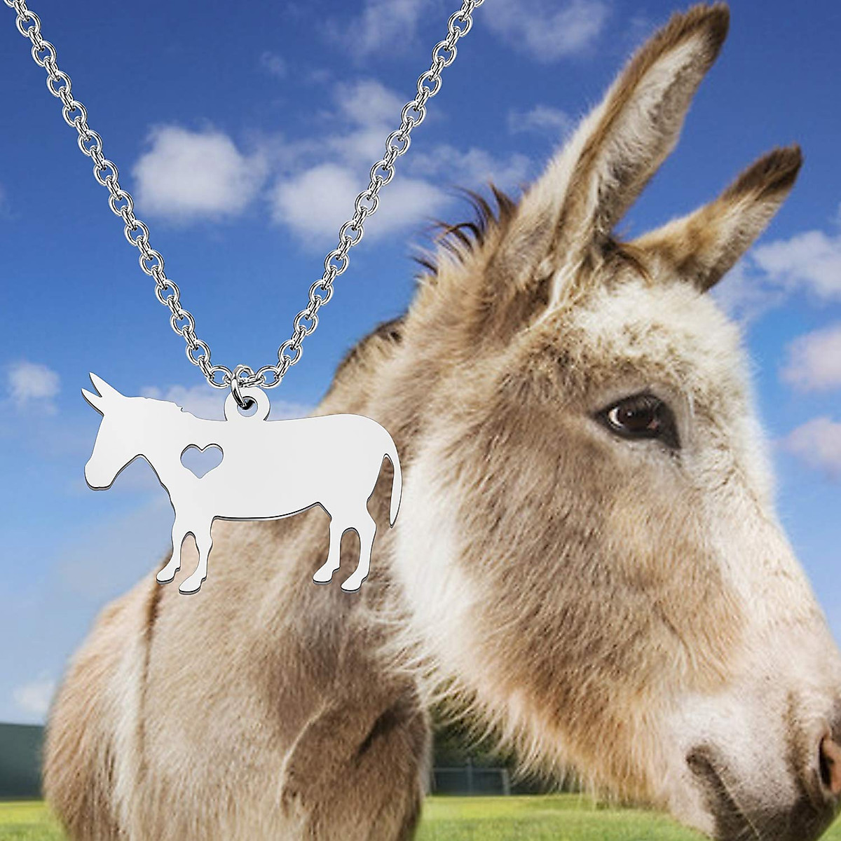 POTIY Donkey Gifts Donkey Pendants Necklace for Donkey Lovers Animal Lovers (necklace)