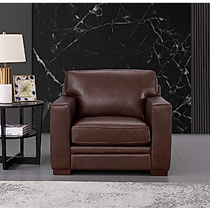 Hydeline Dillon Top Grain Leather Sofa and Chair Set, Brown