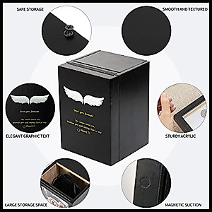 Montessori & Handmade Pet Dog Urns for Ashes, Dog or Cat Memorial Urns for Ashes, Wooden Pet Cremation Box with Picture Frame, Paw Print Making Kit Included, 4" x 6" Photo Insert (Black)