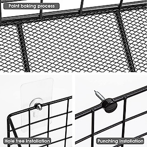 ROFAY Floating Shelves Set of 3, Wall Mounted Storage Rack Shelves for Bedroom, Living Room, Bathroom, Kitchen, Office and More - Carbonized Black