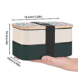 Cats Print Pattern Premium Bento Lunch Box, 2 Compartments Leakproof Lunch Box With Cutlery For Adults, Microwave & Dishwasher Safe