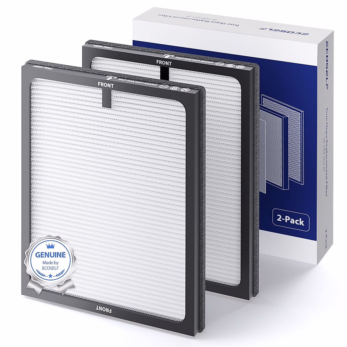 ECOSELF Air Purifier Replacement Filter for ECOSELF HAP603 Air Purifier,2 Pack, White