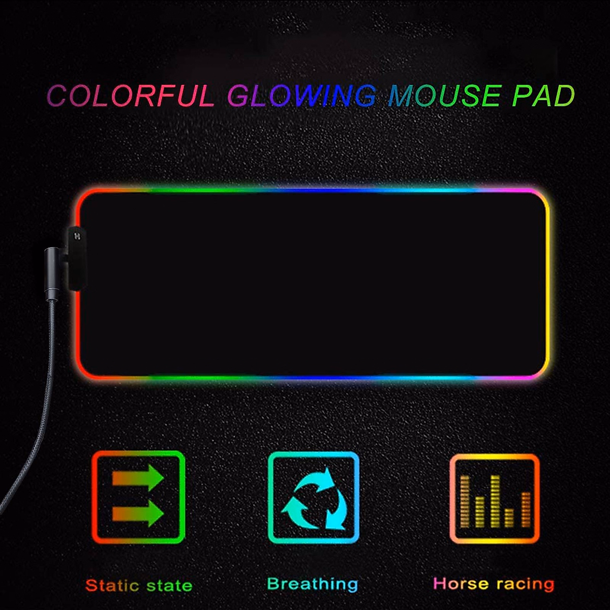 Personalized RGB LED Gaming Mouse Pad Make Your Own Customized Gaming Mousepad Custom Mouse Mat for Office Dorm Personalised Gifts Presents for Gaming Lovers, 23.6x13.8in