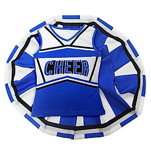 Koatobbor Girls Cheerleader Costume Cheerleading Outfit Dress for Halloween Party Birthday Gift 3-9Years (6-7 Years, Blue)