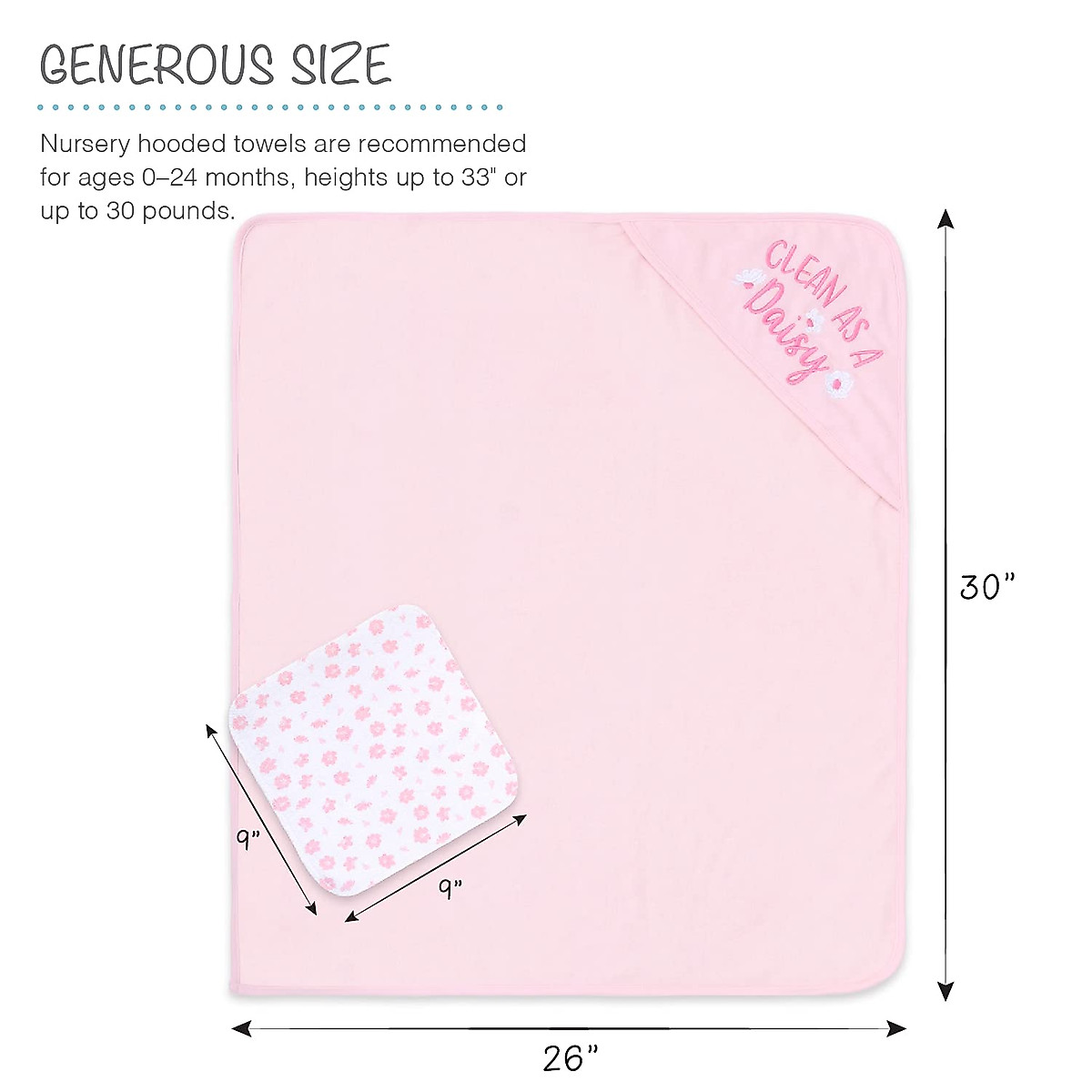 The Peanutshell Hooded Bath Towel and Wash Cloth Set for Baby Girls - 23 Piece Gift Set - Pink Floral & Cheetah Print