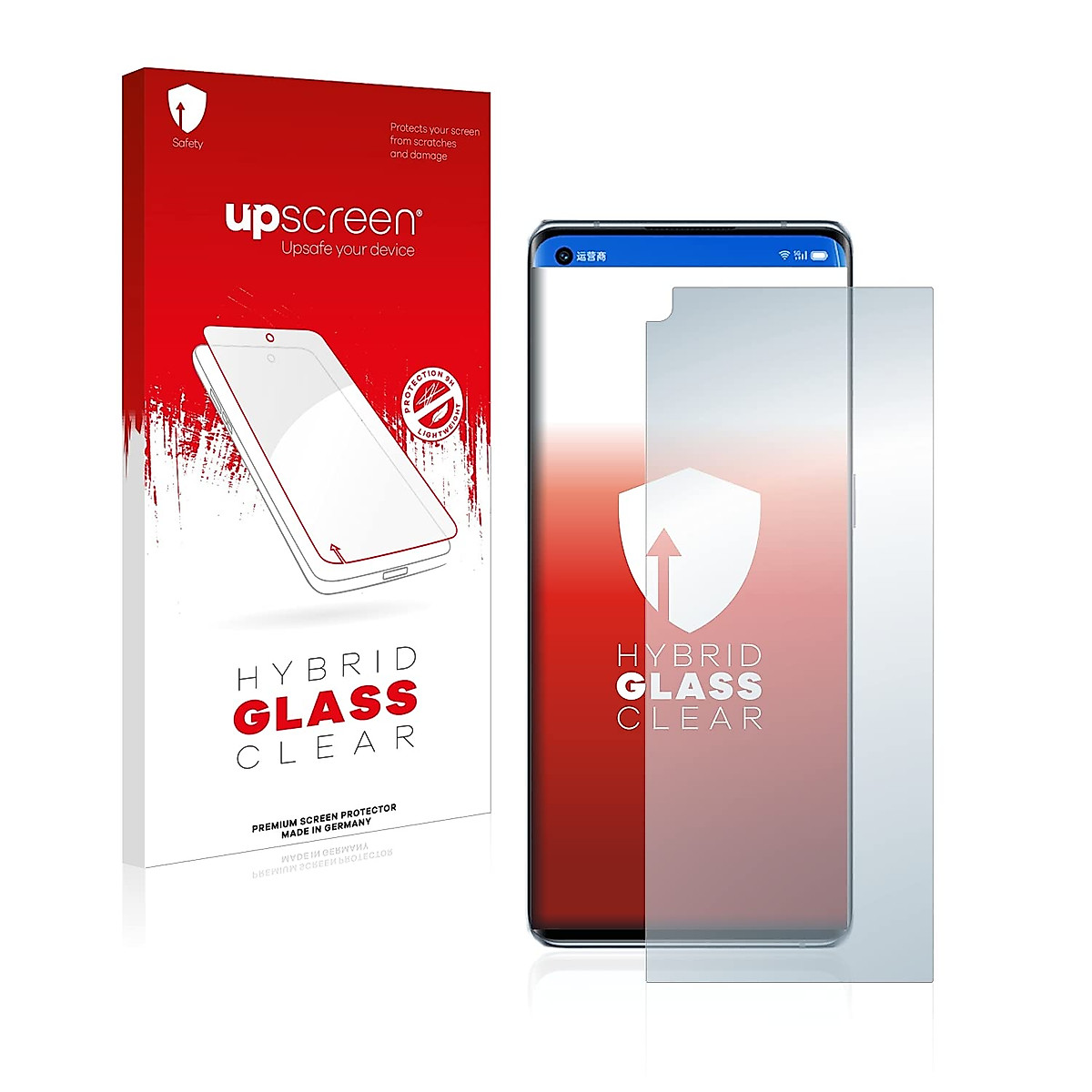upscreen. Hybrid Glass Clear Premium Glass screen protector for Oppo Reno 6 Pro 5G, Flexible, Lightweight, High transparency