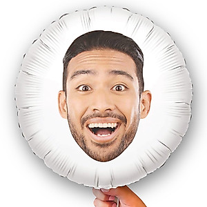Big Dot of Happiness Personalized Fun Face Photo Balloons, Custom Birthday Balloons, Anniversary Party Decorations, Baby Shower, Bachelorette Party Decor, Circle Double-Sided Mylar Balloon, 1 Piece