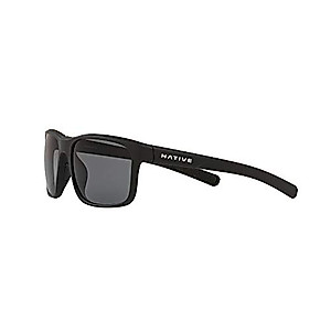 Native Eyewear Wells Polarized Rectangular Sunglasses, Matte Black Crystal/Gray, 58 mm