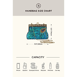 BABEYOND 1920s Flapper Peacock Clutch Gatsby Sequined Handbag Roaring 20s Evening Clutch Beaded Bag 1920s Gatsby Costume Accessories (Style 2)