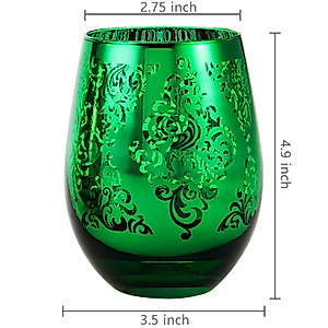 MyGift Assorted Christmas Themed Stemless Wine Glasses, Set of 4