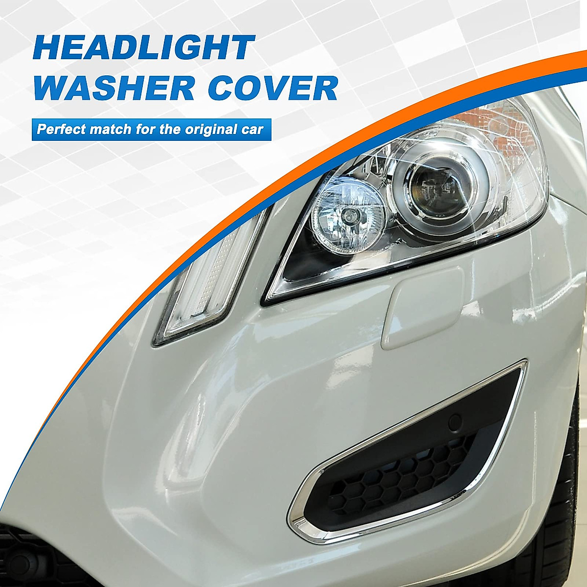 CZShiYue Front Bumper Headlight Washer Nozzle Cover Cap Fit for Volvo S60 2011 2012 2013 39802681 39802699 (White, Left Driver Side)