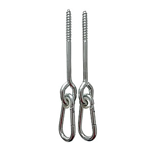 Maky Outdoors Two Swing Hooks & Hangers - Galvanized, Anti-Rust Steel Accessories - Heavy Duty, Quiet Fasteners for Hammocks - Safe, Hanging Kit Hardware - Load Capacity: 600 Lbs Per Anchor - Screw