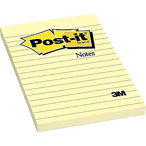 3M 660Yw Post-It Lined Notes, 4 X 6, 100 Sheets/Pad, Canary Yellow, 12/Pack