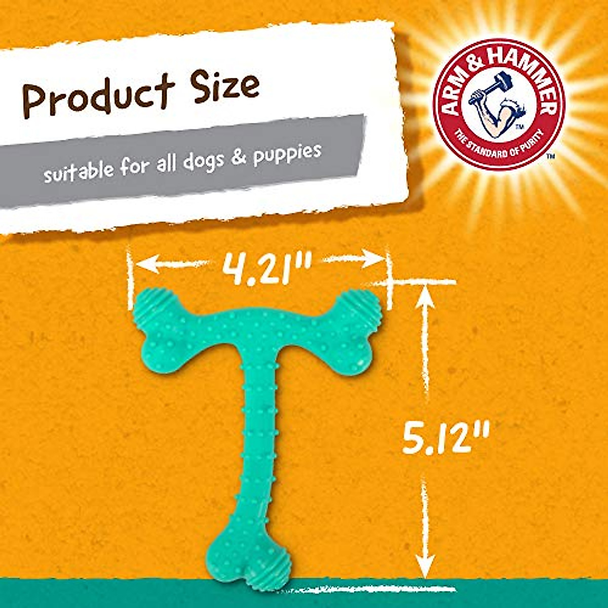 Arm & Hammer Ora-Play T-Bone Dental Chew Toy for Dogs | Best Dog Chew Toy For the Toughest Chewers | Reduces Plaque & Tartar Buildup Without Brushing, Peanut Butter Flavor