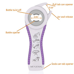 MEYUEWAL 5-in-1 Multi-Functional Bottle, Jar, and Can Opener with Silicone Handle for Children, Elderly, and Arthritis Sufferers (Blue)