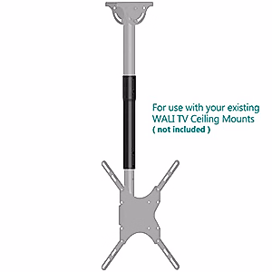 WALI 14.37 Inch Single Extended Mounting Pole Heavy Duty for WALI TV Ceiling Mount (ESP01), Black