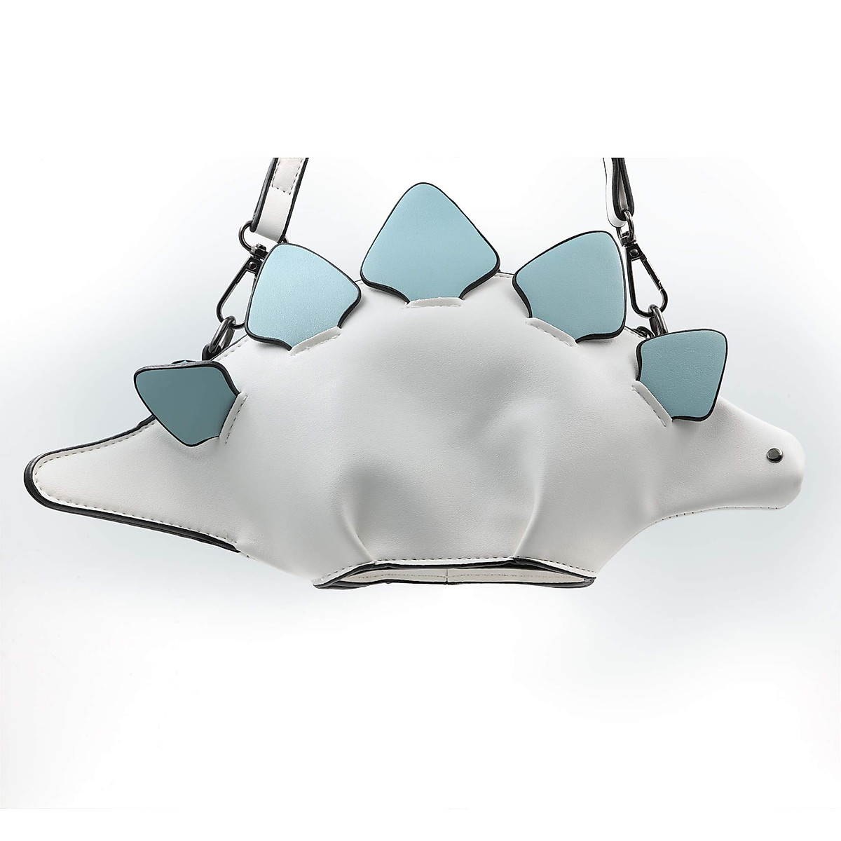 Ondeam Dinosaur Shoulder Purses,PU Stegosaurus CrossBody Bag for Girl Women(White)