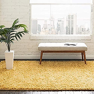Rugs.com Everyday Shag Rug  –  Yellow 2x3  Shag Rug Perfect for Entryways, Kitchens, Breakfast Nooks and More