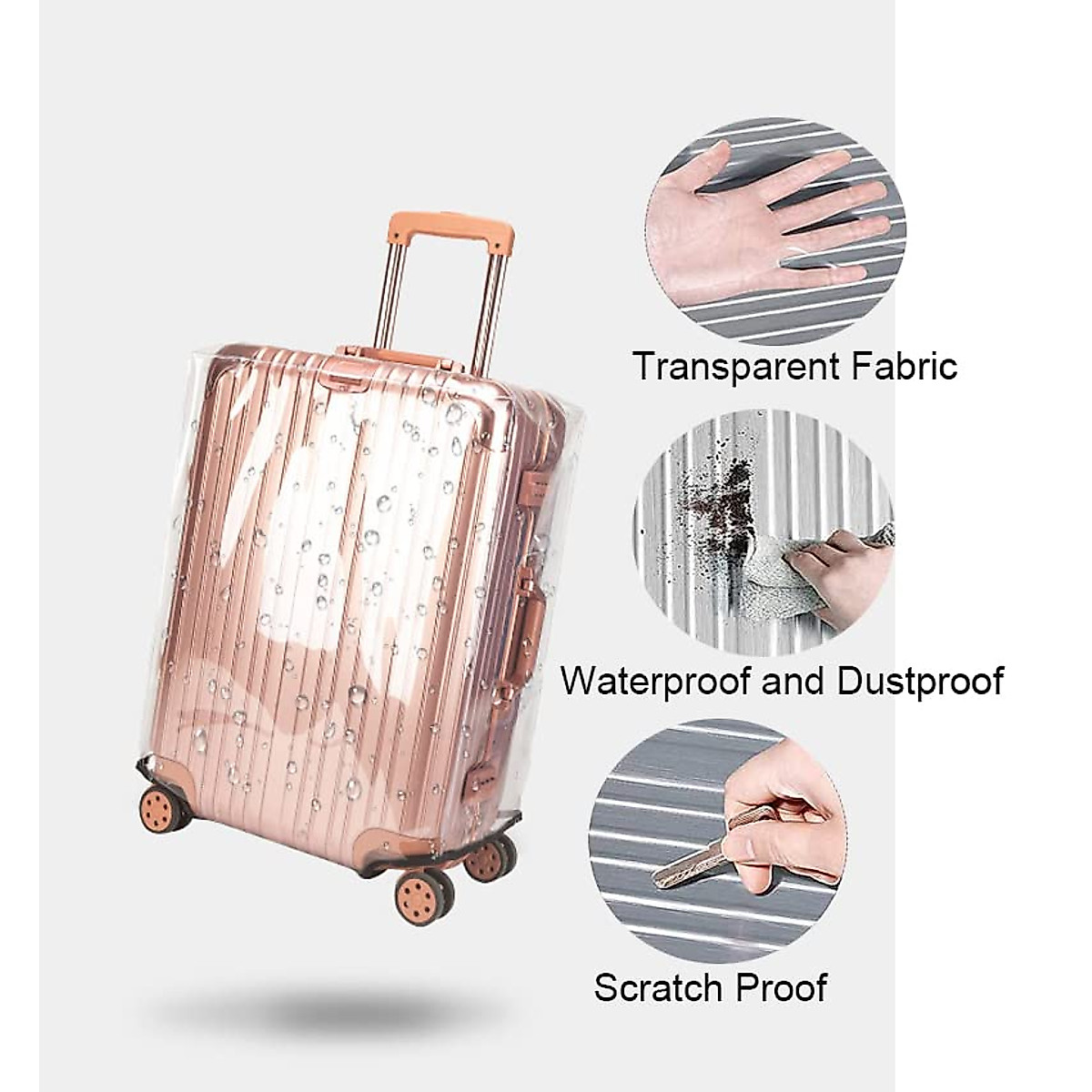 Sanseenia Luggage Covers for Suitcase, 18 20 22 24 Inch Full Transparent Suitcase cover, Clear PVC Thicken Travel Luggae Protector Cover (28 Inch)