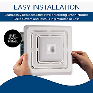 Broan-NuTone Nested Bluetooth Speaker Quick Install Bathroom Exhaust Fan Grille/Cover w/LED Light, White