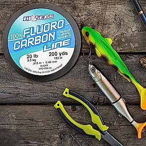 HI-SEAS 100% Fluorocarbon Fishing Line Line, 20 lb Test, Clear, 200 yd