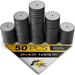 X-bet MAGNET 50 pcs Craft Magnets! Alnico Magnets 1 Inch (25mm) - Round Disc Magnets for DIY, Craft Hobbies, Science & School Projects – Bulk lot of Tiny Ceramic Magnets