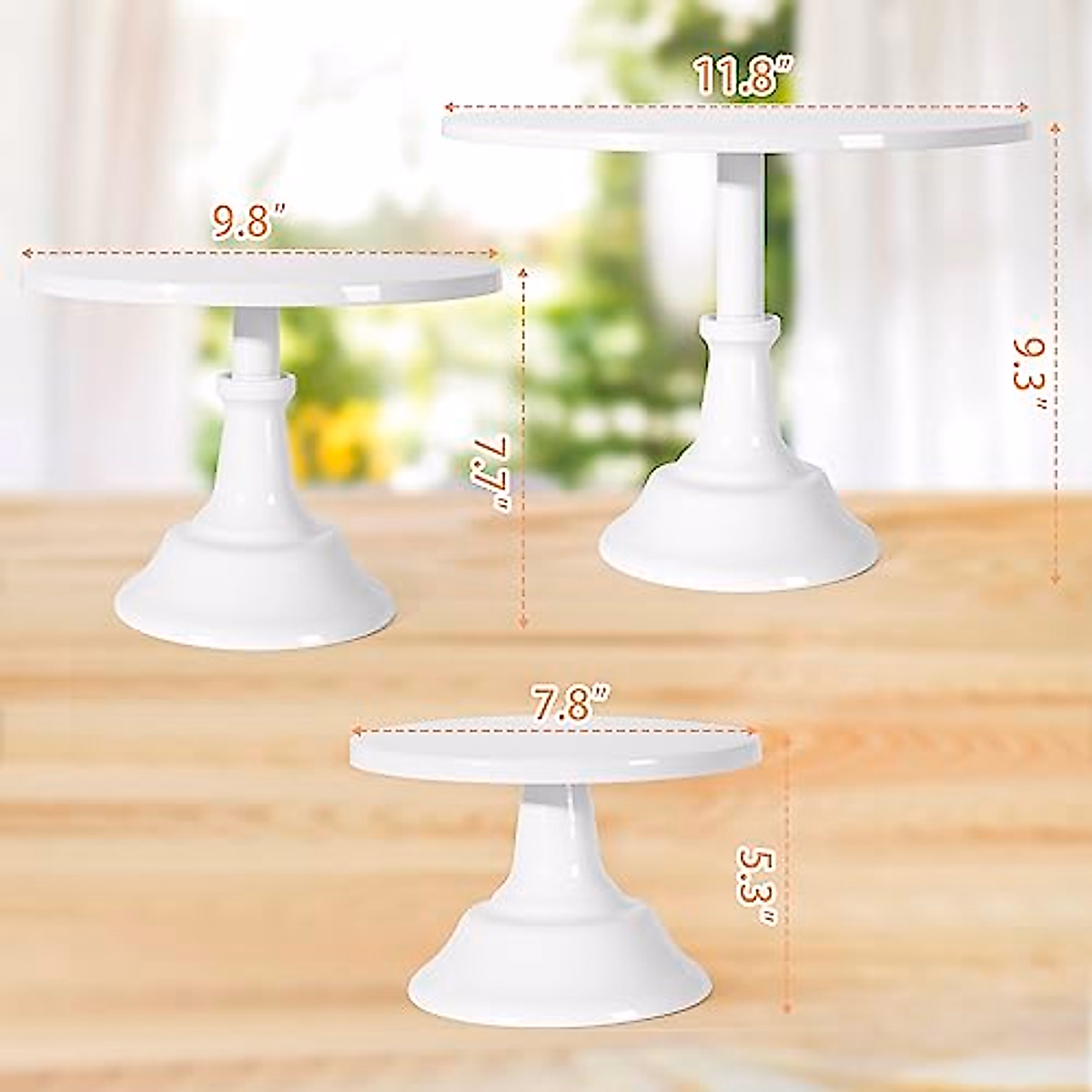 saiguomi 3Pcs Cake Stand, White Round Cupcake Stand 8/10/12Inch Dessert Display Stand Cupcake Holder Pastry Serving Plate for Baby Shower Wedding Birthday Party Celebration Home Decoration