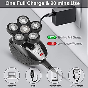 Bud K Electric Razor for Men, 5-in-1 Head Shavers for Bald Men, Wet & Dry, Rechargeable, Black