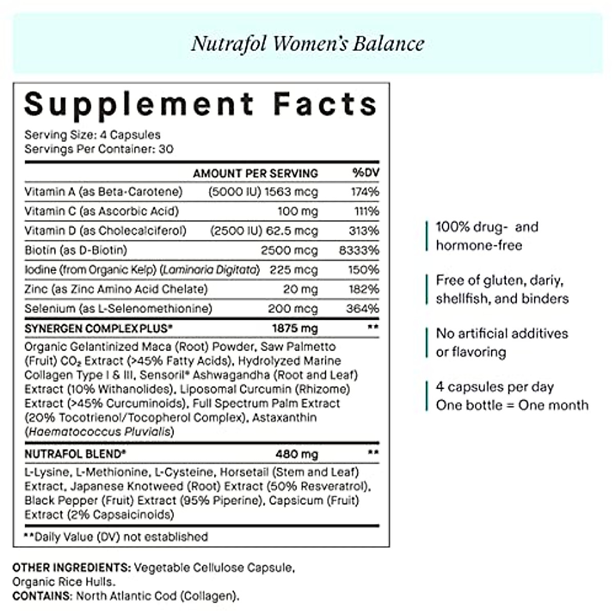 Nutrafol Women's Balance Hair Growth Supplement | Ages 45+ | Clinically Proven for Visibly Thicker Hair & Scalp Coverage | Dermatologist Recommended | 2 Refill Pouches | 2 Month Supply