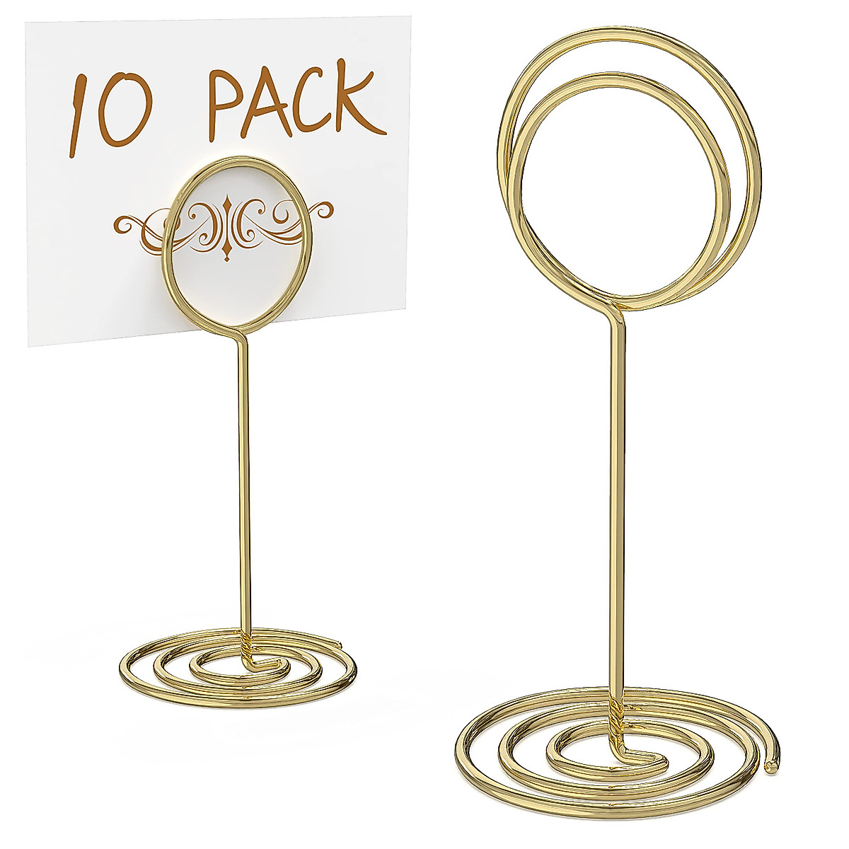 10 Pack Table Number Holders for Wedding - Gold Place Card Holder - Table Sign Holders - Picture - Photo Holders for Tables - Mini Table Number Stands Gold - Small Gold Table Number Holders Clip Stand