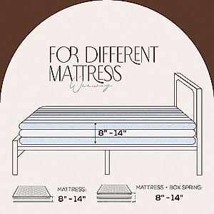 WEEWAY Queen Size Metal Platform Bed Frame with Wood Headboard, Industrial Rivets Design, Large Under Bed Storage, Mattress Foundation, No Box Spring Needed, Brown