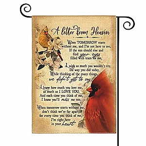 AVOIN colorlife Cardinal Garden Flag Double Sided A Letter From Heaven, Memorial Commemorate Cemetery Grave Yard Outdoor Decoration 12.5 x 18 Inch