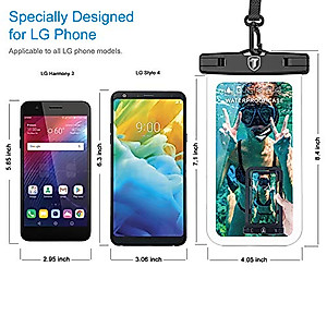 Tiflook Waterproof Pouch Phone Dry Bag Underwater Case for LG Stylo 6 5 4 Velvet Wing K51 K92 K31 V60 V50 V40 G8 G7 Journey Reflect Phone Pouch for Beach with Lanyard Neck Strap, Clear (2 Pack)