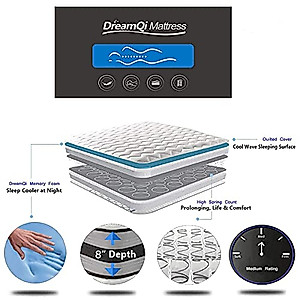 DreamQi Twin Mattress 8 Inch Memory Foam Hybrid Mattress Breathable Comfortable Mattress in A Box Pressure Relief Sleep Supportive(Twin, 8-inch)