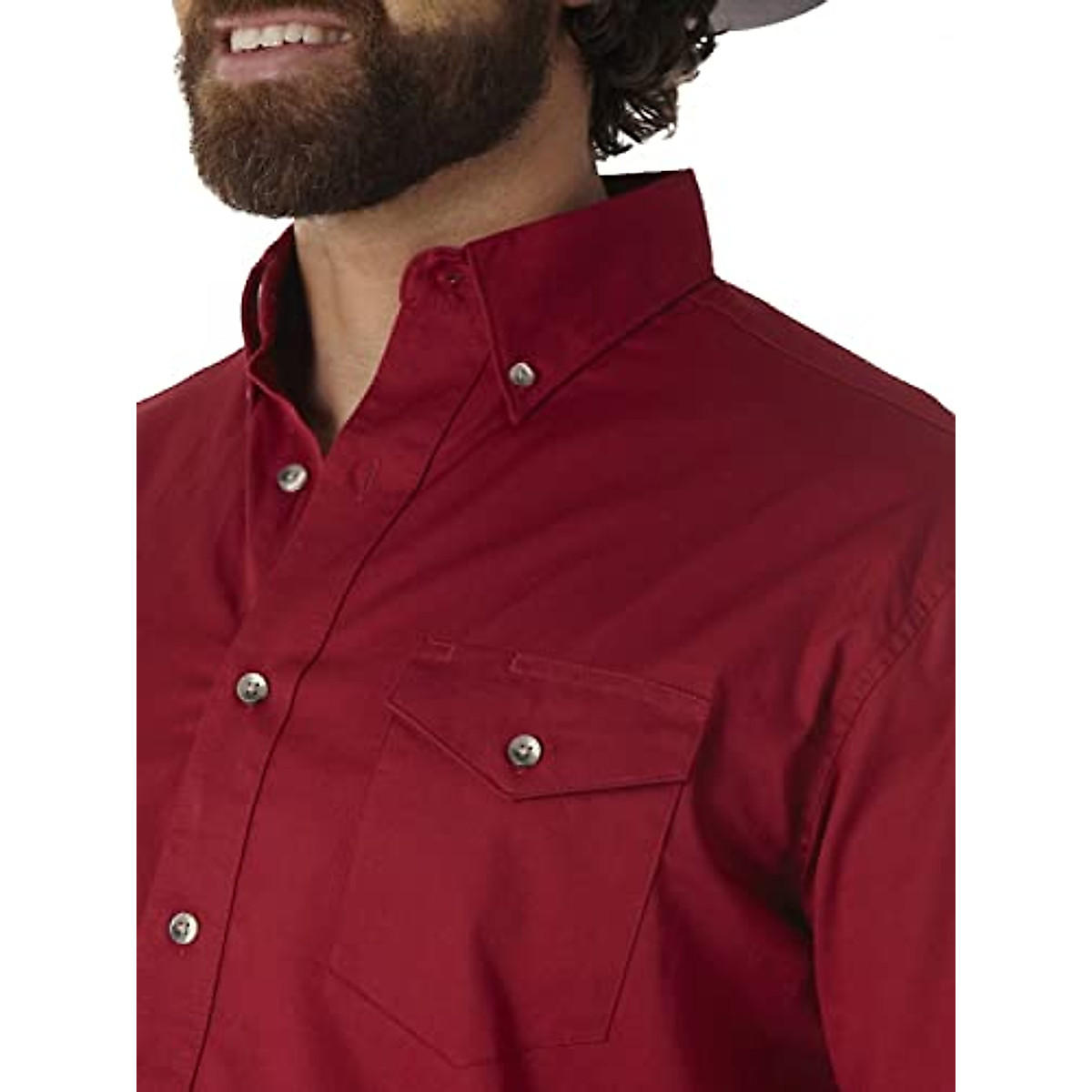 Wrangler mens Painted Desert Two Pocket Long Sleeve Work button down shirts, Red, X-Large US
