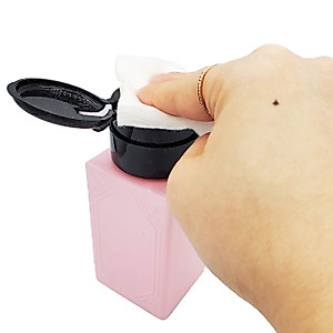 naildrobe 2 PACK One- Touch Pump Dispenser Bottles for Acetone, Rubbing Alcohol, Toner, Makeup Remover, etc (includes 2 colors, total 2 Pack)