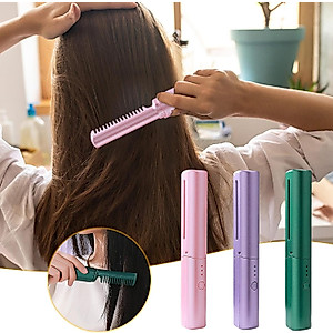 2023 New Rechargeable Mini Hair Straightener, Rechargeable Cordless Curling Iron, Portable Cordless Hair Straightener, Three Temperature Adjustments Flat Iron (Pink)