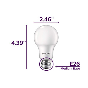 Philips LED Flicker-Free Frosted Dimmable A19 Light Bulb - EyeComfort Technology - 800 Lumen - Daylight (5000K) - 8.8W=60W - E26 Base - Ultra Definition Old Version - Indoor - 16-Pack