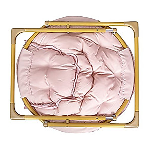 Flash Furniture Gwen Oversize Folding Saucer Chair - Blush Faux Fur Moon Chair - Soft Gold Metal Frame - 23" Portable Folding Chair - For Dorm and Bedroom