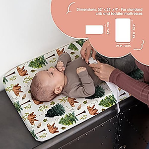 ACRABROS Changing Pad Cover- Ultra Stretchy Snug Fitted Diaper Changing Table Cover Sheets for Boys Girls,2 Pack,Bears &Forest