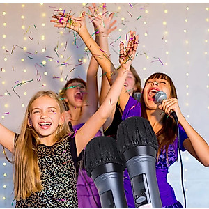 LMJIUJIU 400pcs Microphone Cover Disposable,Mic Windscreen Non-Woven Handheld Mic Cover Black Pop Filter Individually Wrapped, 3.34in