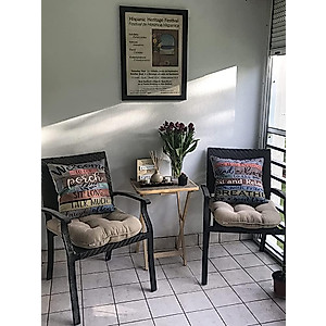 Jartinle Decorative Outdoor Pillow Covers Porch Rules Sign Farmhouse Throw Pillow Covers, Square Linen Patio Cushion Cases for Couch Bench Seat Chair Car 18x18 Inch