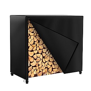 DUDSOEHO 4FT Firewood Rack Cover Waterproof, Fire Wood Storage Holder Covers Heavy Duty Oxford Fabric Firewood Log Hoop Cover Outdoor Indoor with Zipper, Black