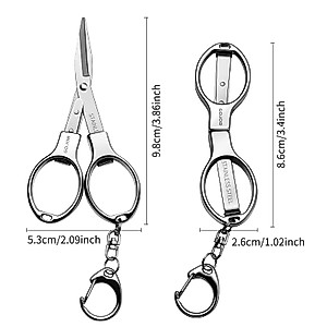 Folding Scissors, 2 PCS Secure Portable Keychain Travel Scissors, Stainless Steel Retractable Knife, Secure Portable Travel Travel Scissors for Home, Office, Fishing