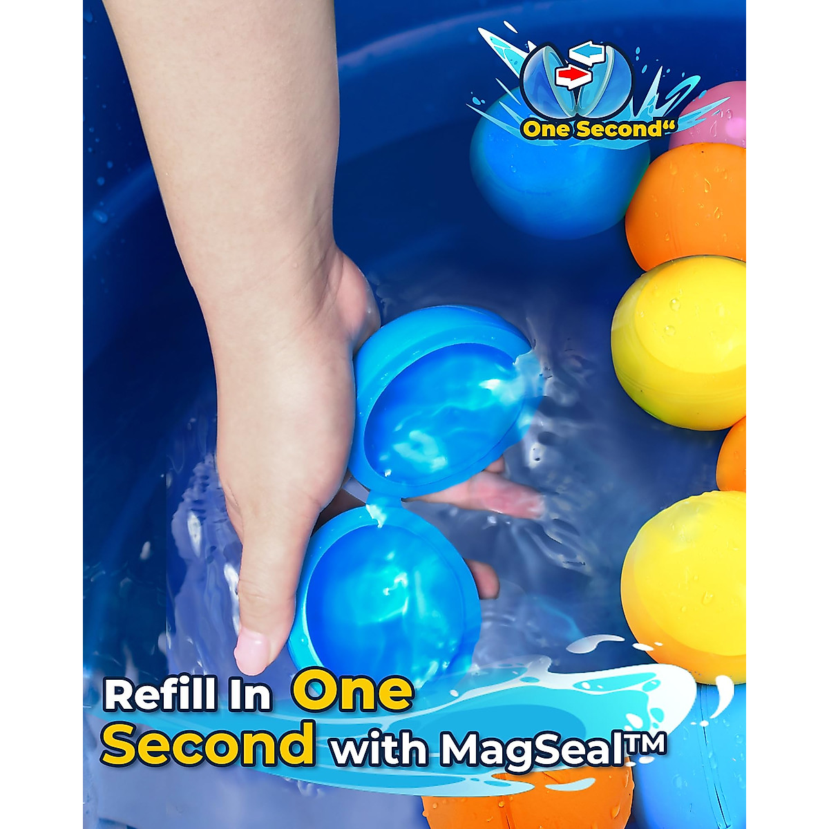 SOPPYCID Reusable Water Bomb balloons, Magnetic Refillable Water balls - Pool Toys for Boys and Girls, Beach Outdoor Activities Water Games Toy for kids Self Sealing Water Splash Ball (15Pack)