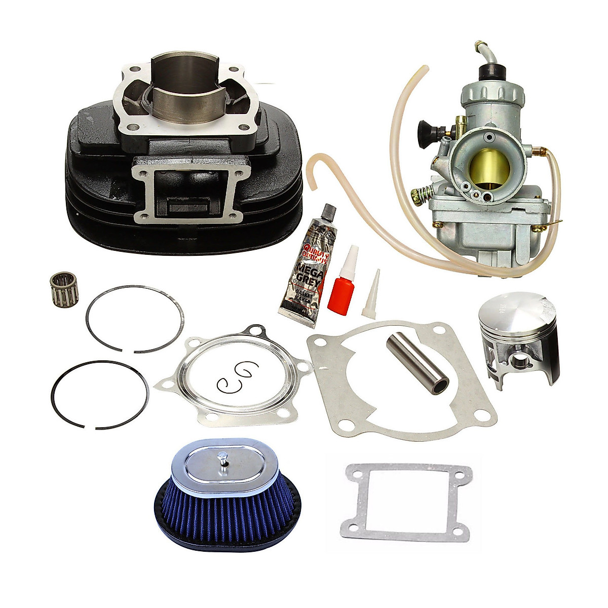 BLACKHORSE-RACING Cylinder Carburetor Piston Gasket Top End Kit Set Rebuild Kit Compatible with Yamaha Blaster 200 YFS200 1988-2006, Replaces# 2XJ-11311-02-00 5VM-14101-00-00