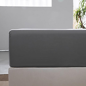 ECLEC Cotton Sateen Sheet Set, 400 Thread Count, 4-Pieces, Cal King Size, Deep Pocket, Dark Grey