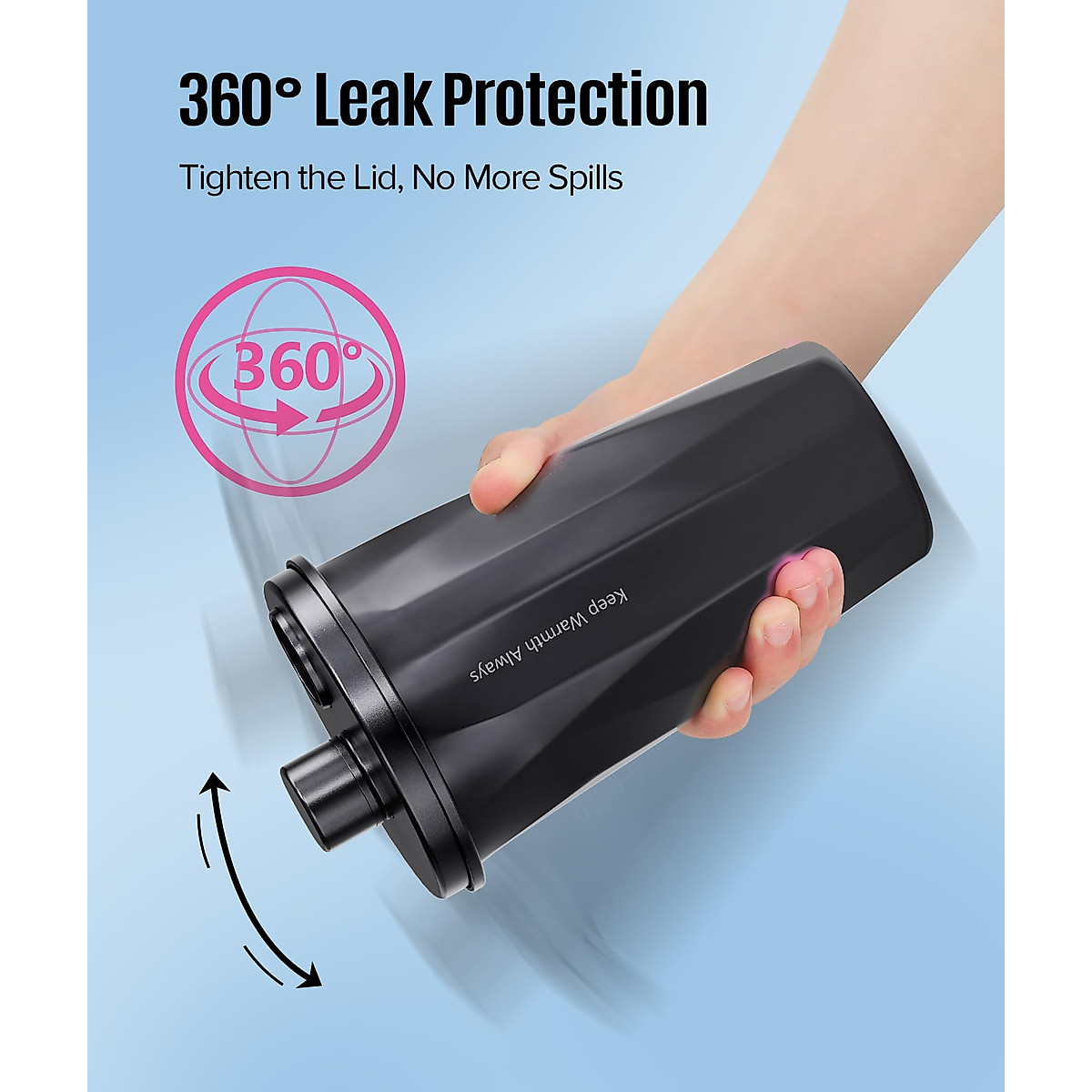 Domusensus 20oz Tumbler with Lid and Straw, 2025 New Insulated Coffee Cup with Mag Straw Topper, Fully Spill Proof Travel Coffee Mug, Stainless Steel Coffee Tumbler for Work Home Outdoor Car-Black