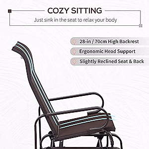 Outsunny Outdoor Glider Chair, Gliders for Outside Patio with Smooth Rocking Mechanism and Lightweight Construction for Backyard, Brown